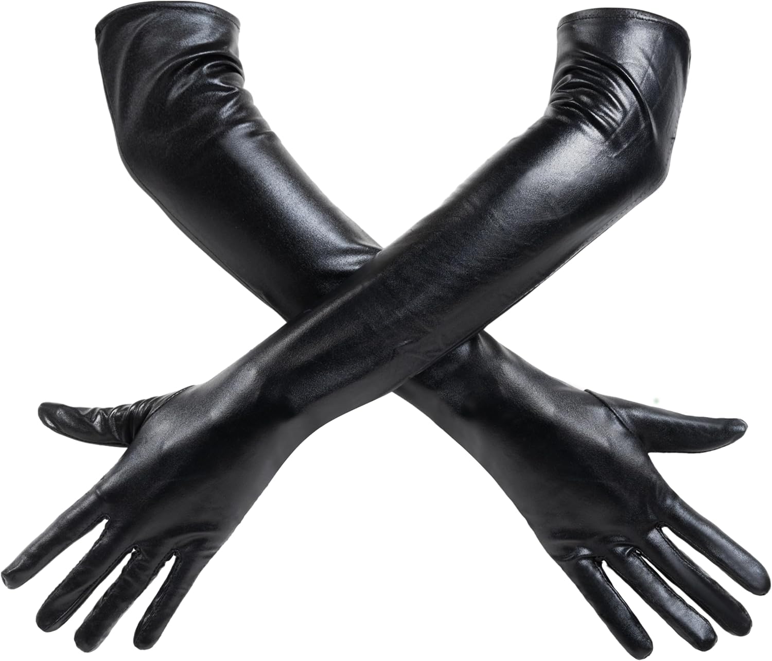 Amazon.com: Spooktacular Creations Black Wet Look Long Gloves, Faux ...