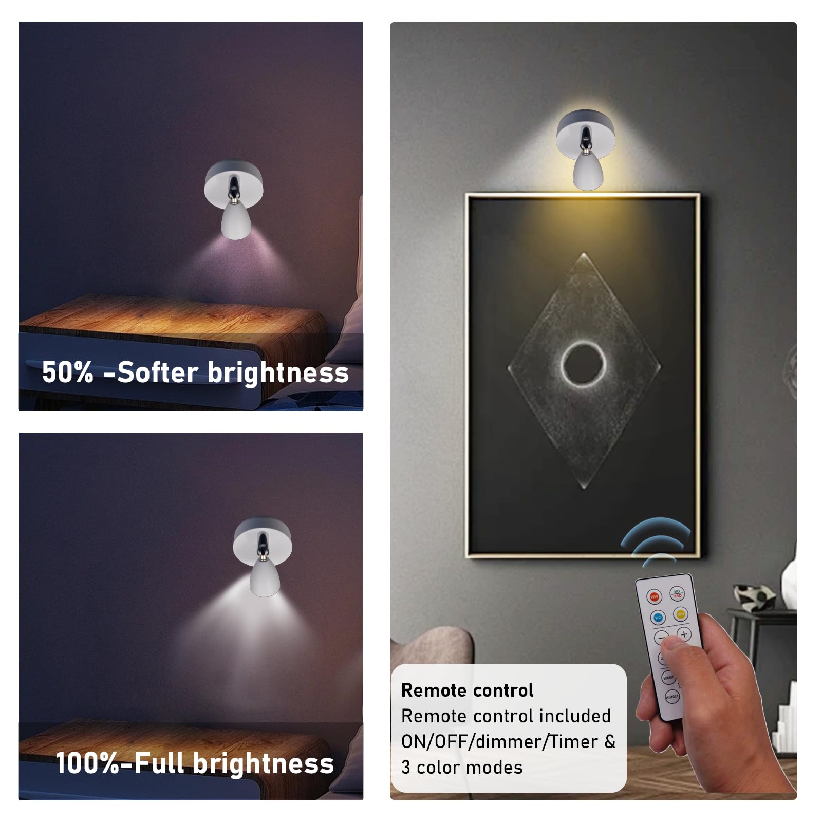 Snapklik.com : Battery Powered LED Spotlight,Indoor Uplighting, Wall ...