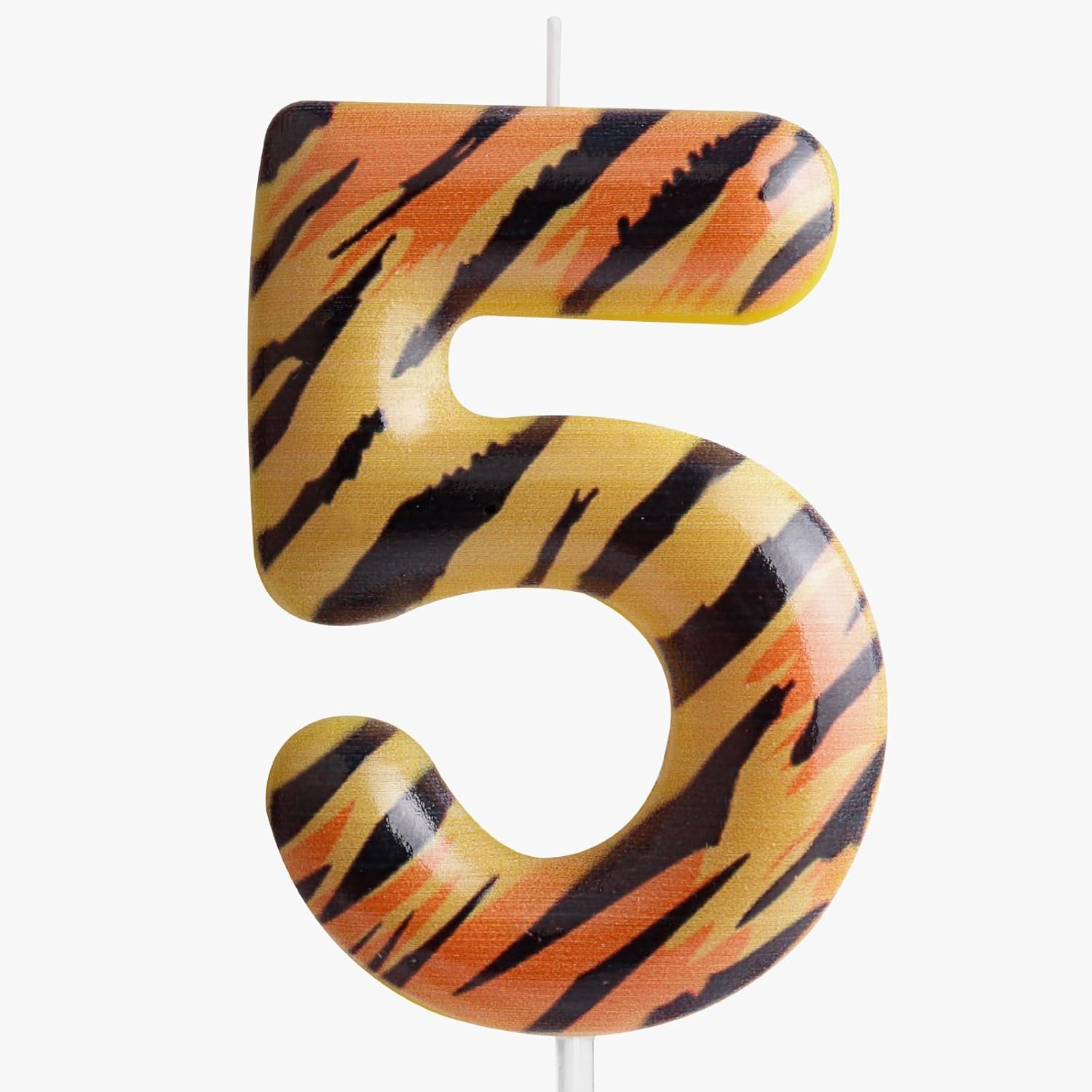 Amazon.com: Tiger Birthday Candles Number 5, Realistic Tiger Printing ...