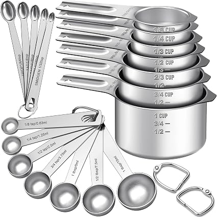 Amazon.com: EWFEN Measuring Cups and Spoons Set, 7 Stainless Steel ...