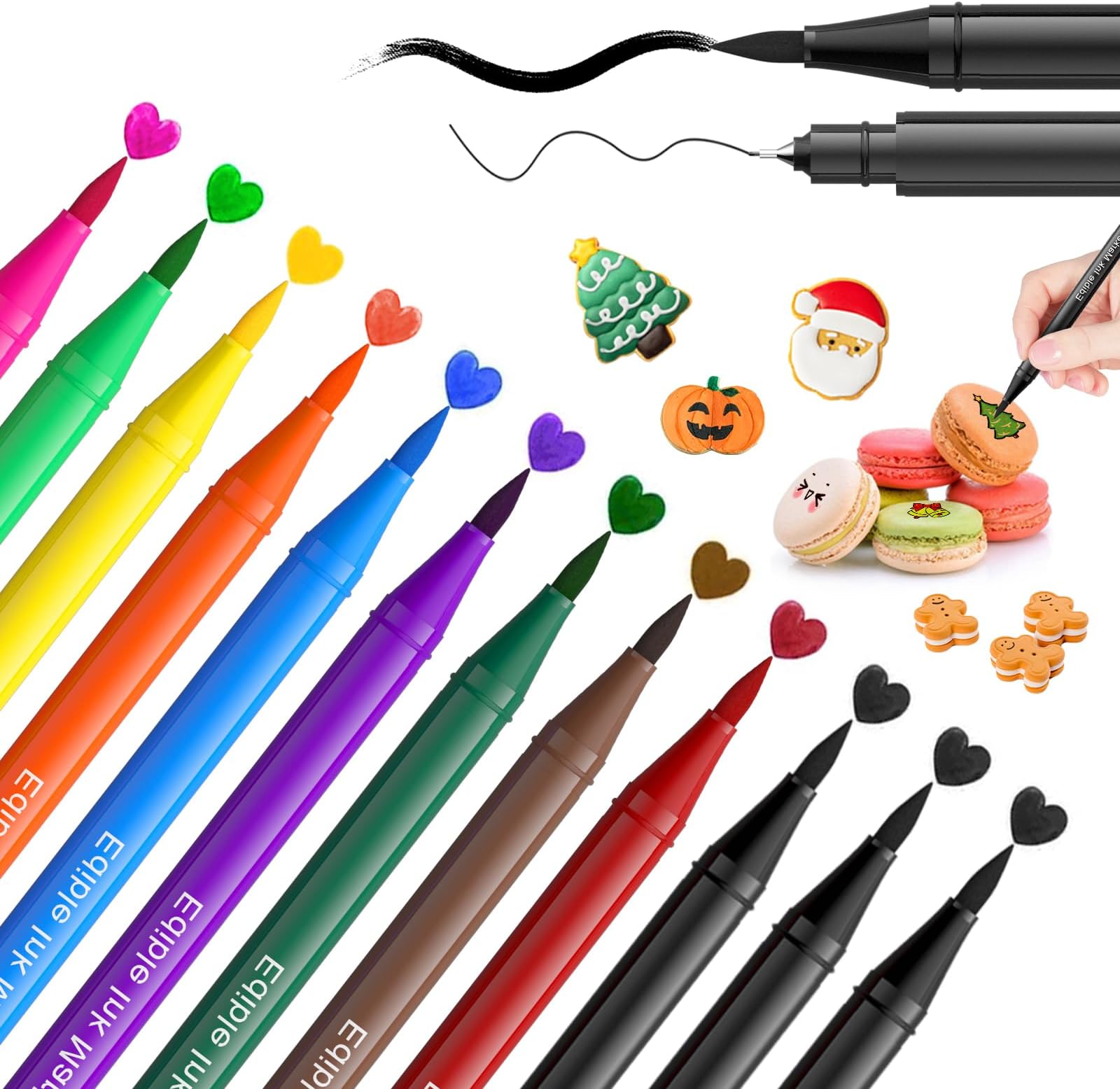 Amazon.com : Jewem Edible Markers for Cookie Decorating, Upgrade 12Pcs ...