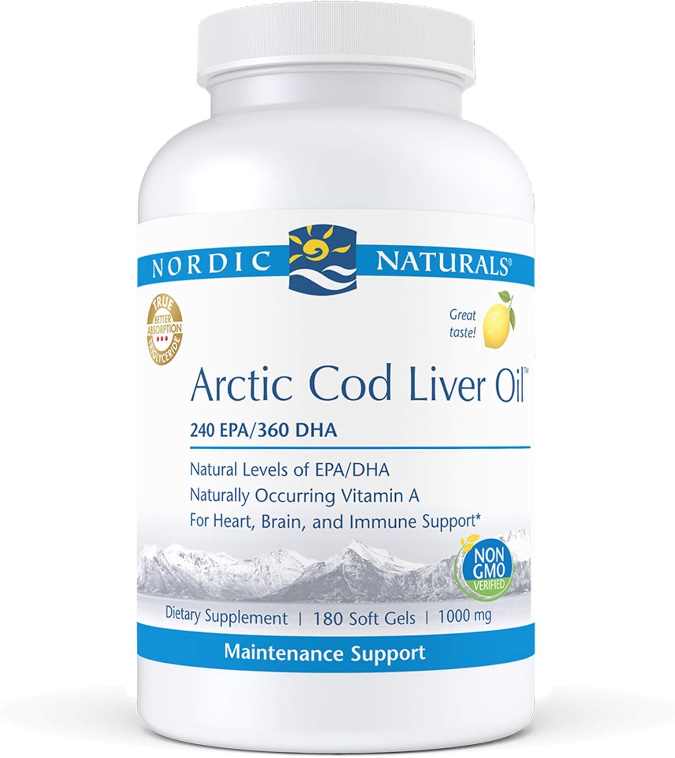 Nordic Naturals, Arctic Omega, Lemon Flavor, 1000 mg, 180 Soft Gels ...