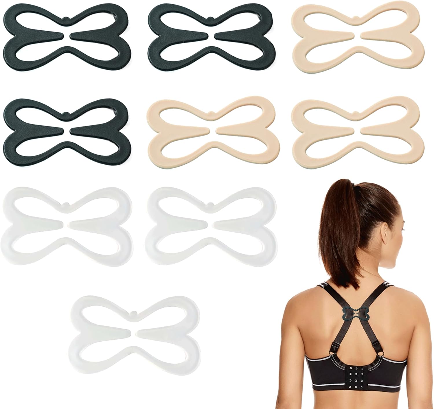 9PCS Bra Clip for Racer Back Non Slip Bra Strap Clips 3color Bra Strap ...