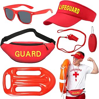 Amazon.com: 6 Pcs Life Guard Costume Accessories Set Fancy Dress ...