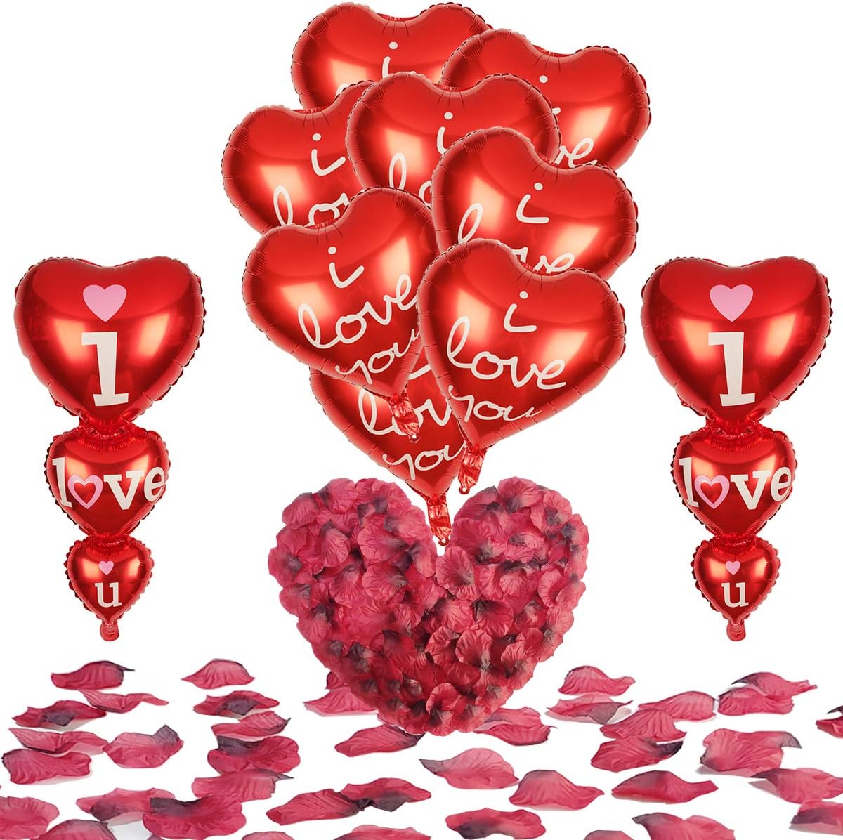 Amazon.com: Valentines Day Heart Balloons Decorations Kit - 12 I Love ...