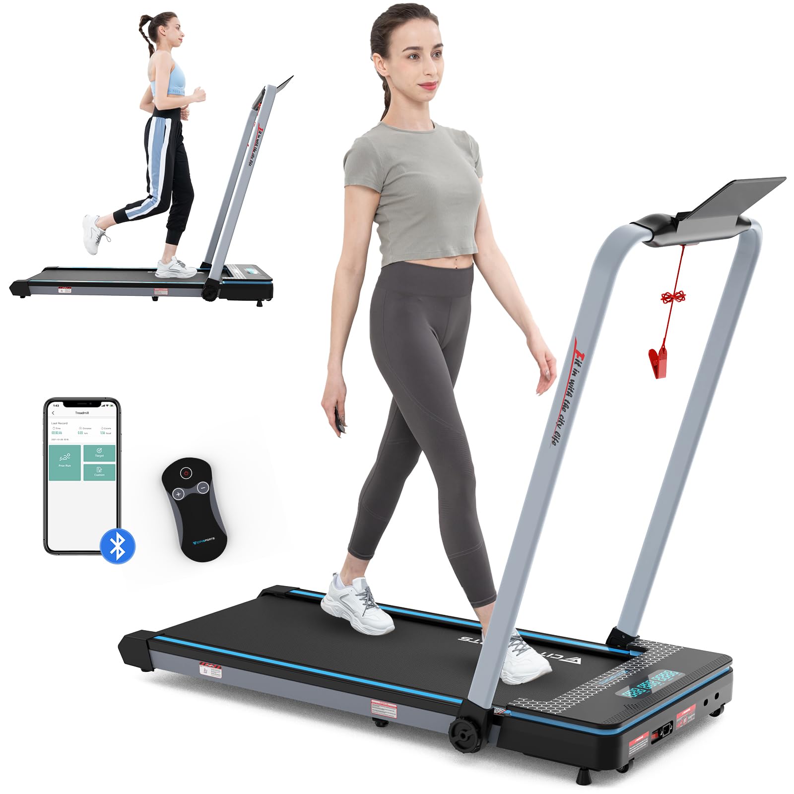 CITYSPORTS 2 in 1 Folding Treadmill,1-12km/h,Under Desk Treadmill ...