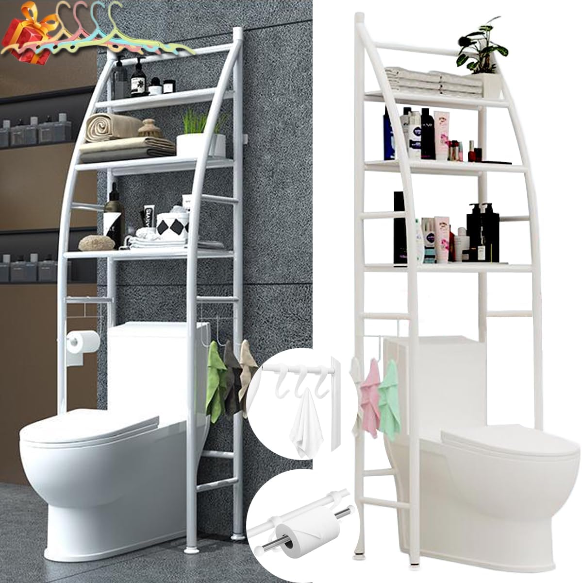Estante de Baño sobre Inodoro, 3 Niveles Estantes Ahorro de Espacio de ...