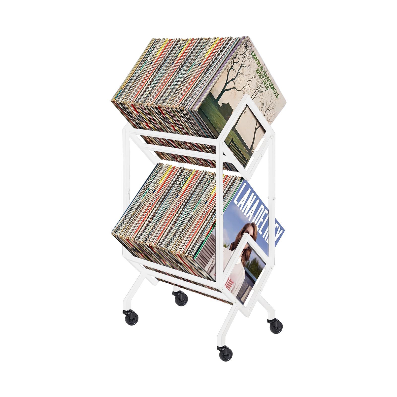 Snapklik.com : EGMEHOAD 2-Tier White Vinyl Record Storage