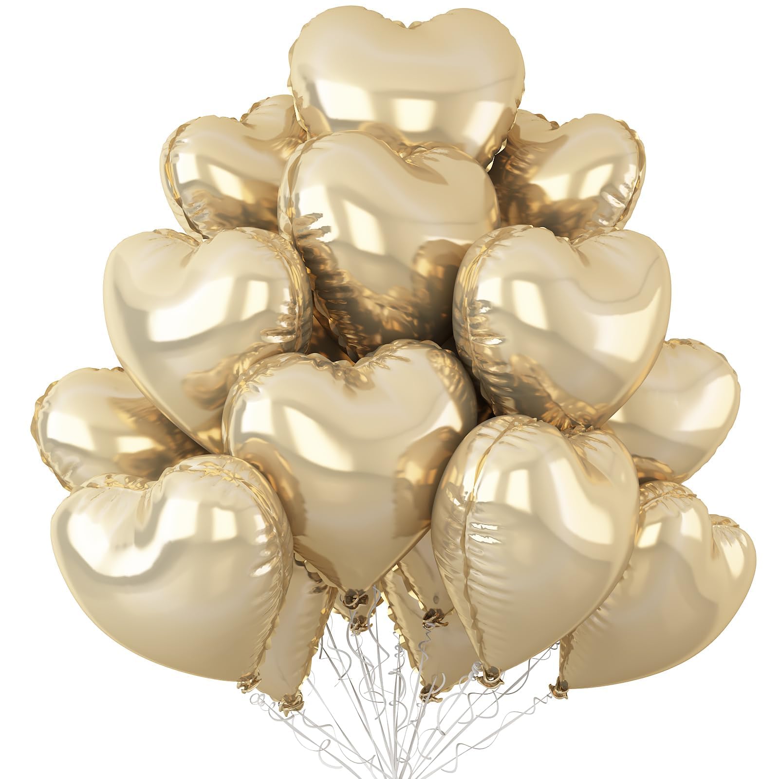 Amazon.com: Champagne Gold Heart Balloons,12Pcs 18 Inch Light Gold Foil ...