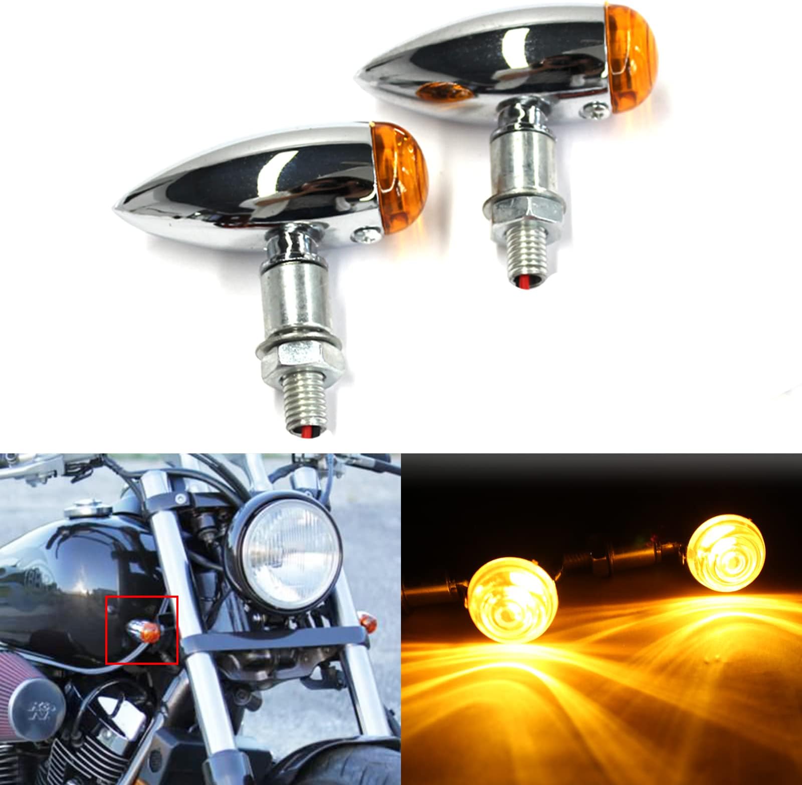 SFONIA 4pcs Motorrad Blinker Licht 12V Bullet Blinkerleuchten Motorrad ...