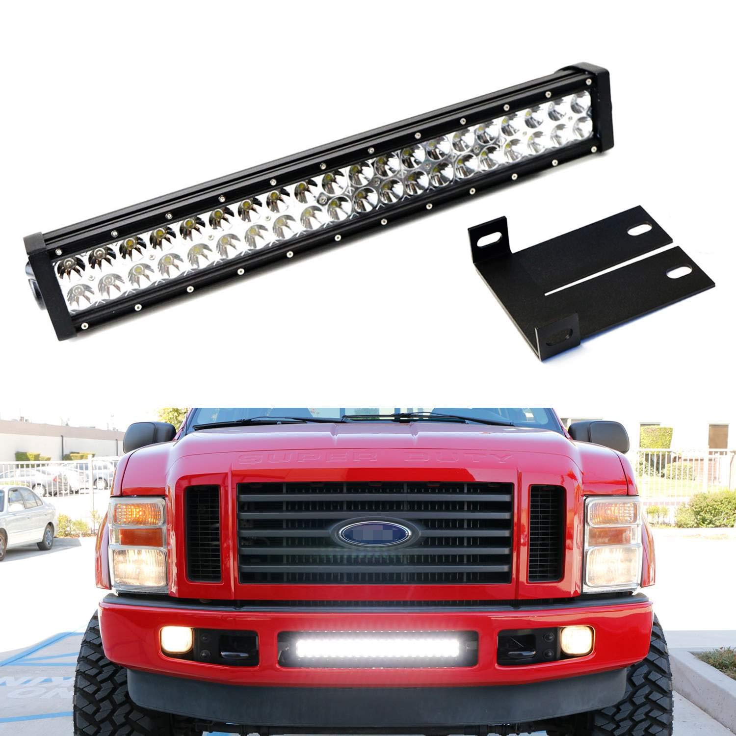 Buy iJDMTOY 20" 120W High Power Double-Row LED Light Bar w/Lower Bumper ...