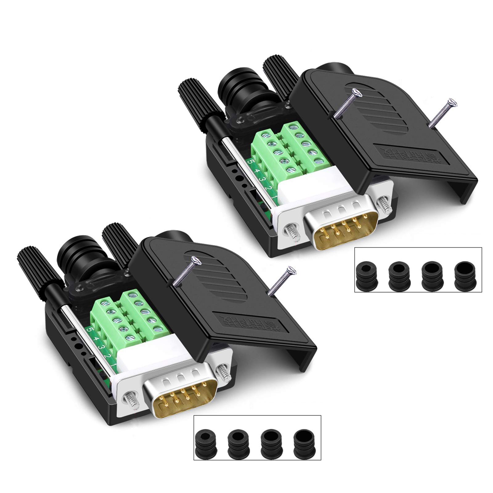 Buy ANMBEST 2PCS DB9 Solderless Connector, RS232 D-SUB Serial to 9-Pin ...