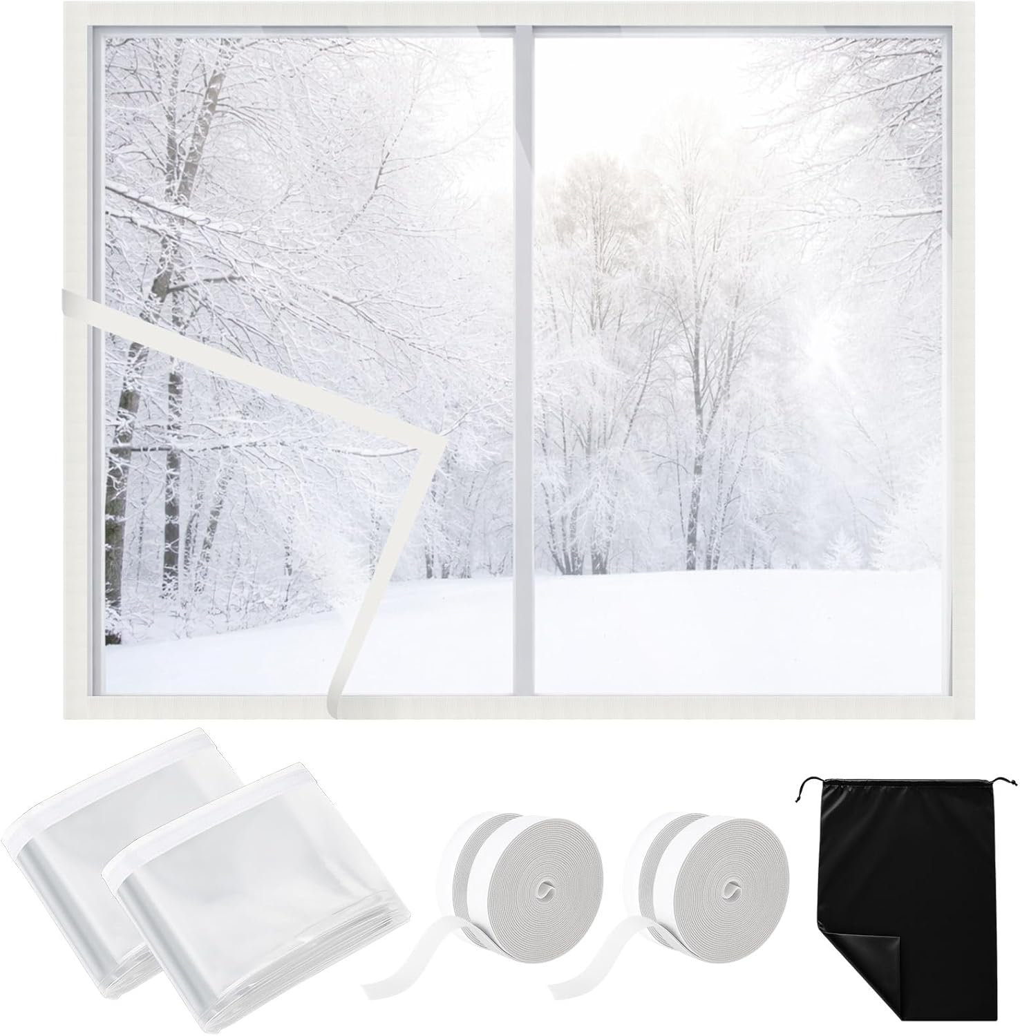 Joyfolk 2 Pack Window Insulation Kit for Winter 47 x 63 in Heavy Duty ...