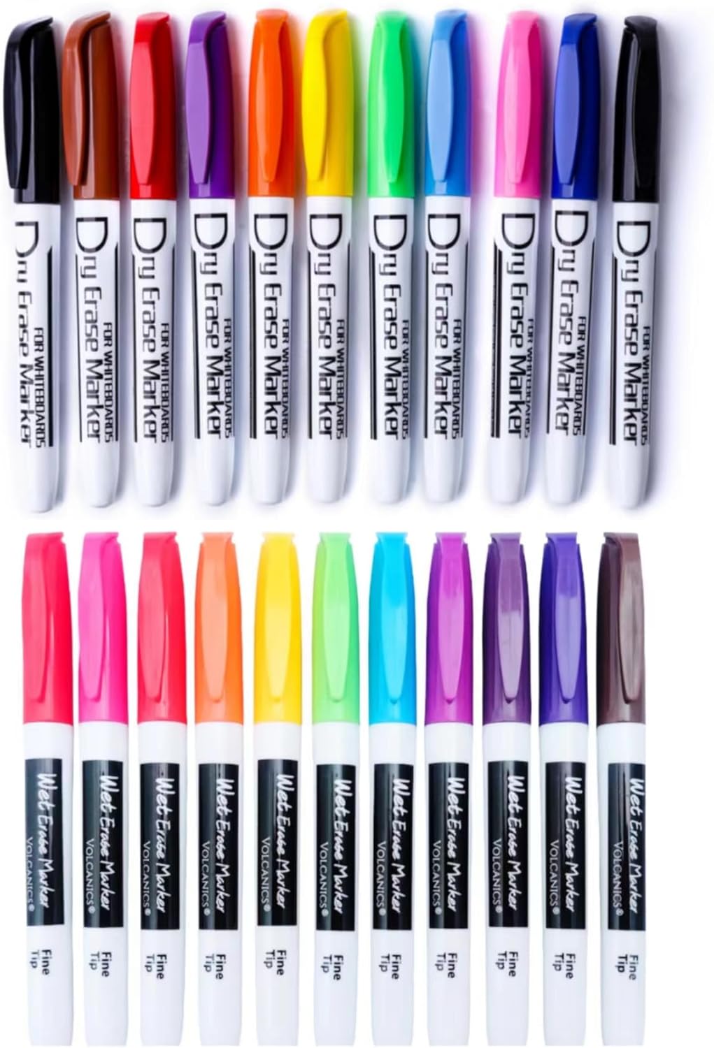 Amazon.com : Volcanics Dry Erase Markers Assorted Colors 12 pcs Fine ...