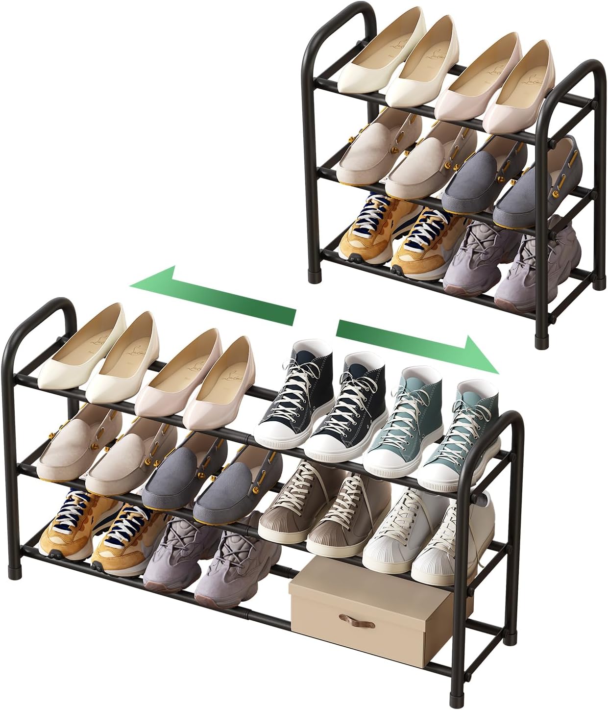 Amazon.com: kiplant Shoe Rack for Closet, 3-Tier Expandable Shoe ...