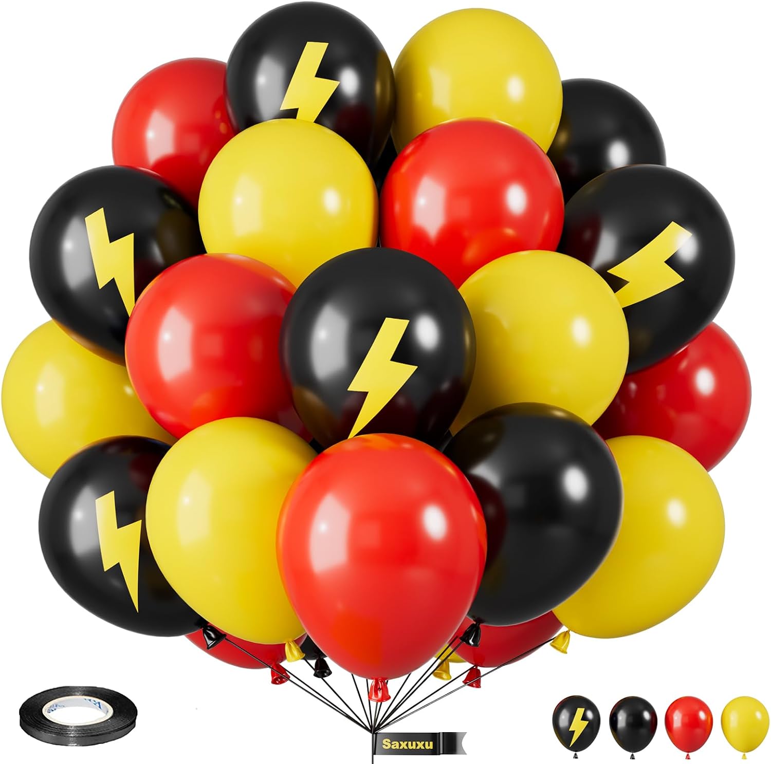 Amazon.com: Saxuxu Red Yellow and Black Balloons, 12 Inch Lightning ...