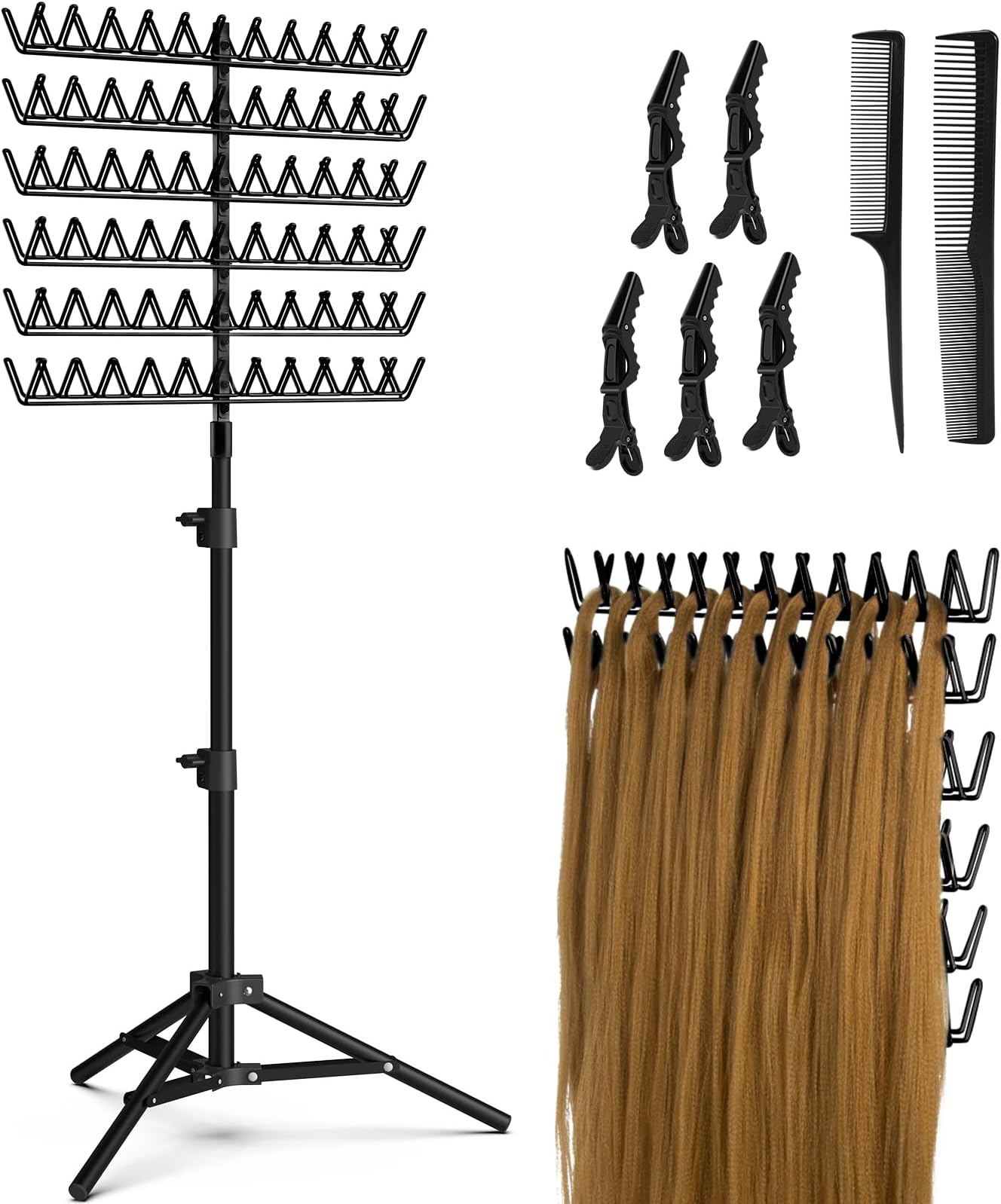 Amazon.com: Sunnacate Braiding Hair Rack, Metal Hair Extension Holder ...