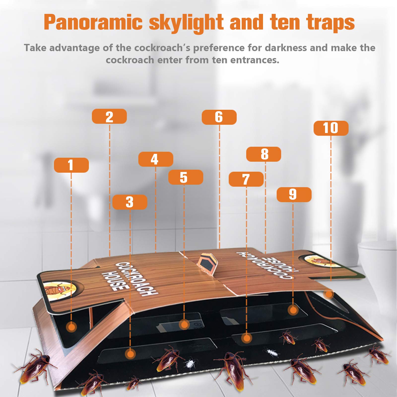 10 PCS Cockroach Traps,Roach Bait Traps, Roach Glue Traps Sticky ...