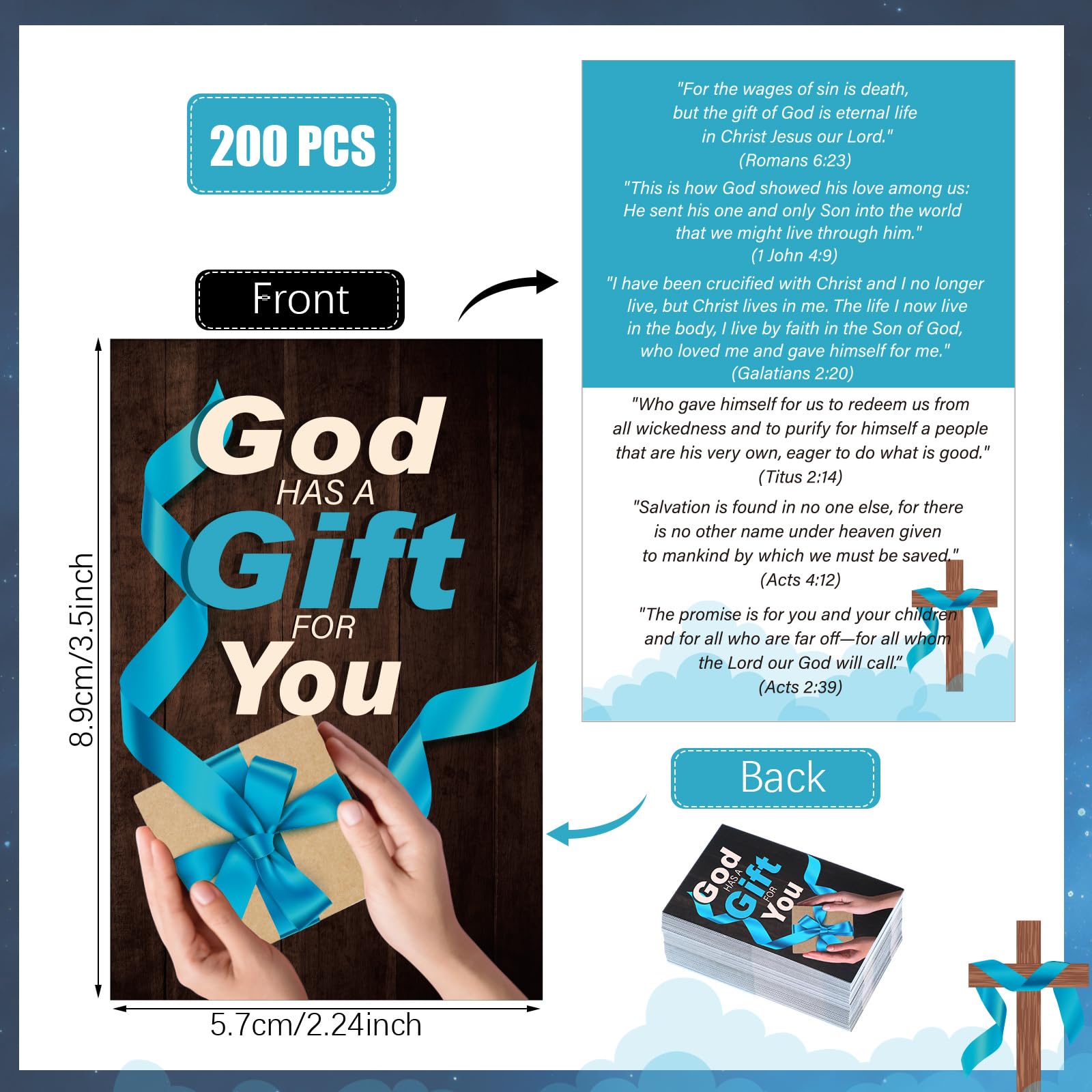 Printable Christian Postcards 40 Pack Religious Set: Blank Bible Verse