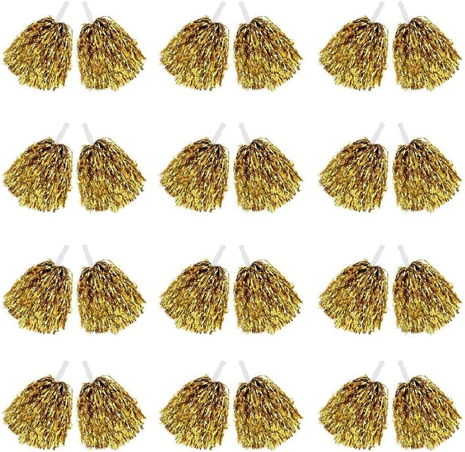 HDYS 24Pcs Cheerleading Poms Metallic Foil Cheer Poms with Plastic ...