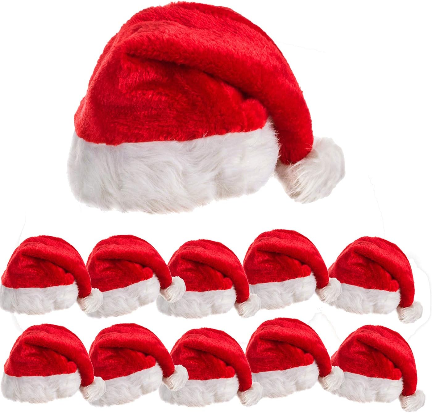 Amazon.com: Funny Party Hats 10 Pack of Plush Santa Hats - Christmas ...