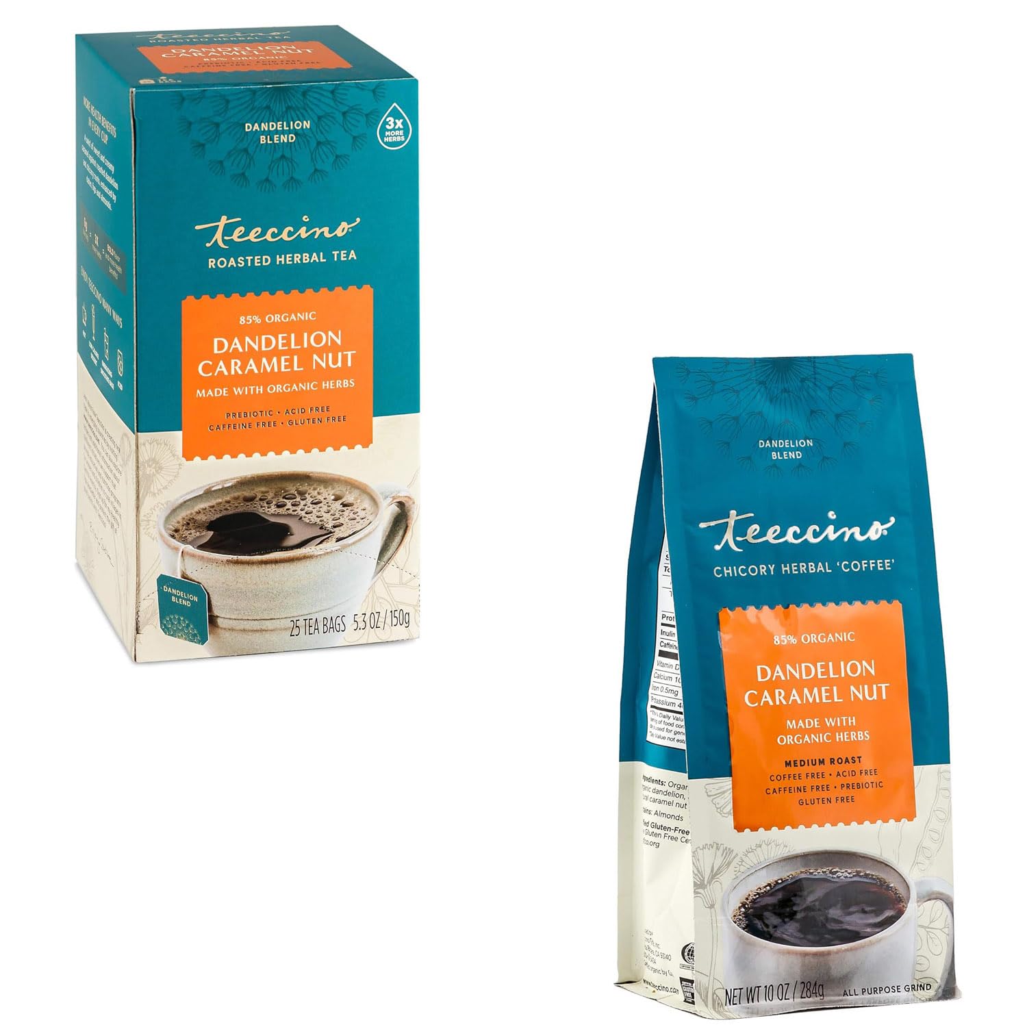 Amazon.com : Teeccino Dandelion Caramel Nut Tea & Dandelion Caramel Nut ...