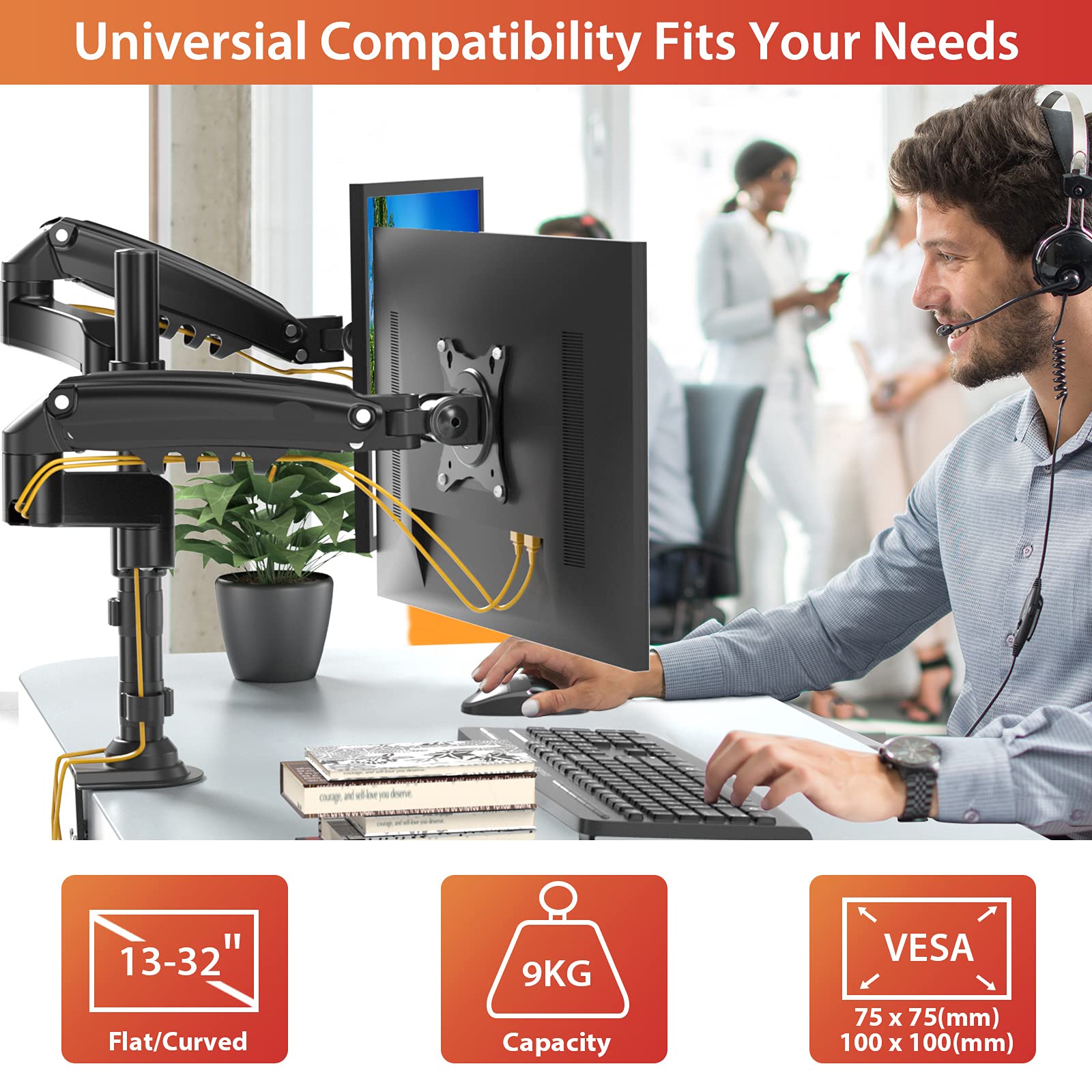 Ergear Dual Monitor Stand For 13 32 Max 9kg Gas | Desertcart KUWAIT
