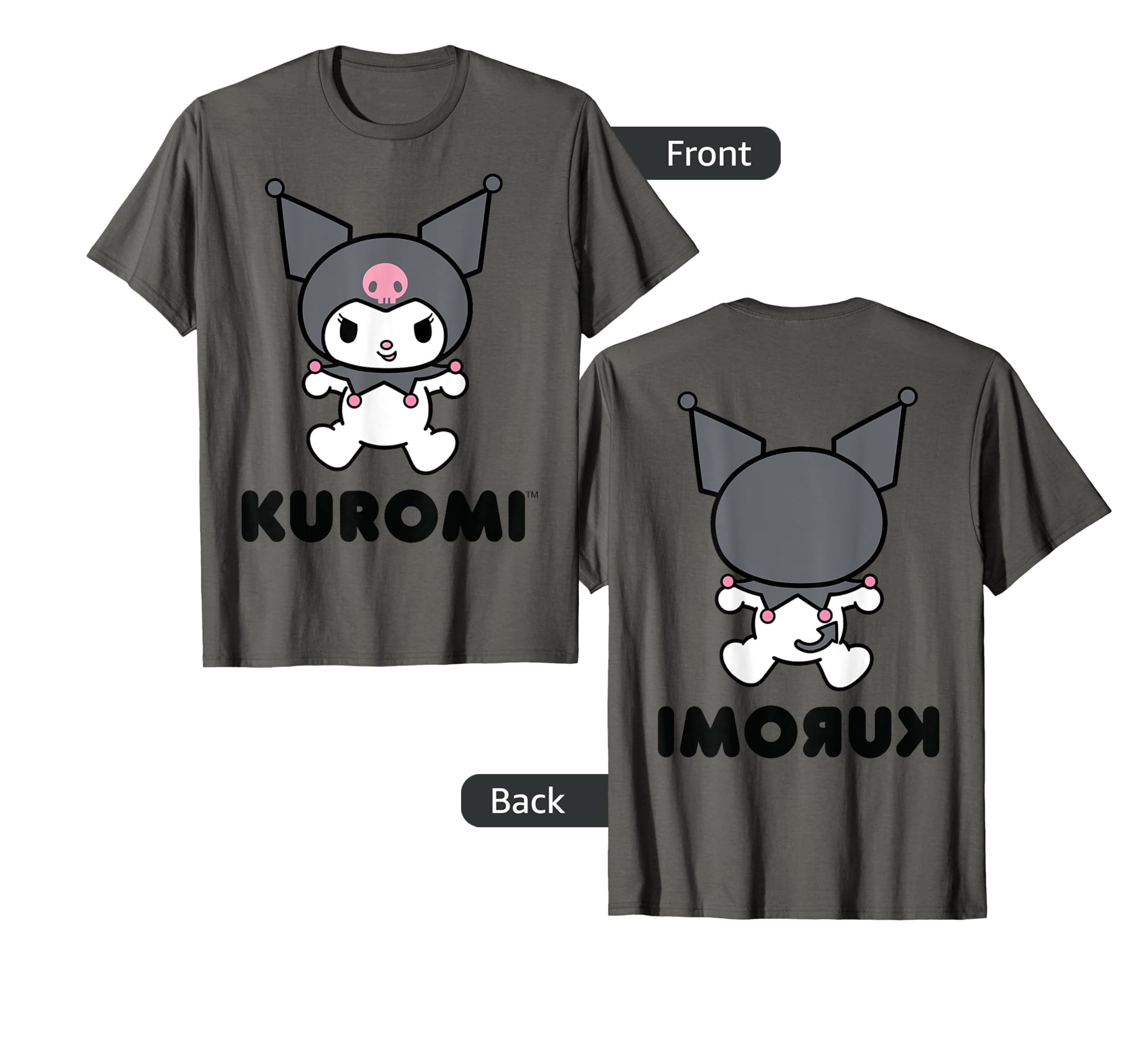 Amazon.com: Kuromi Character Front and Back T-Shirt : Clothing, Shoes ...