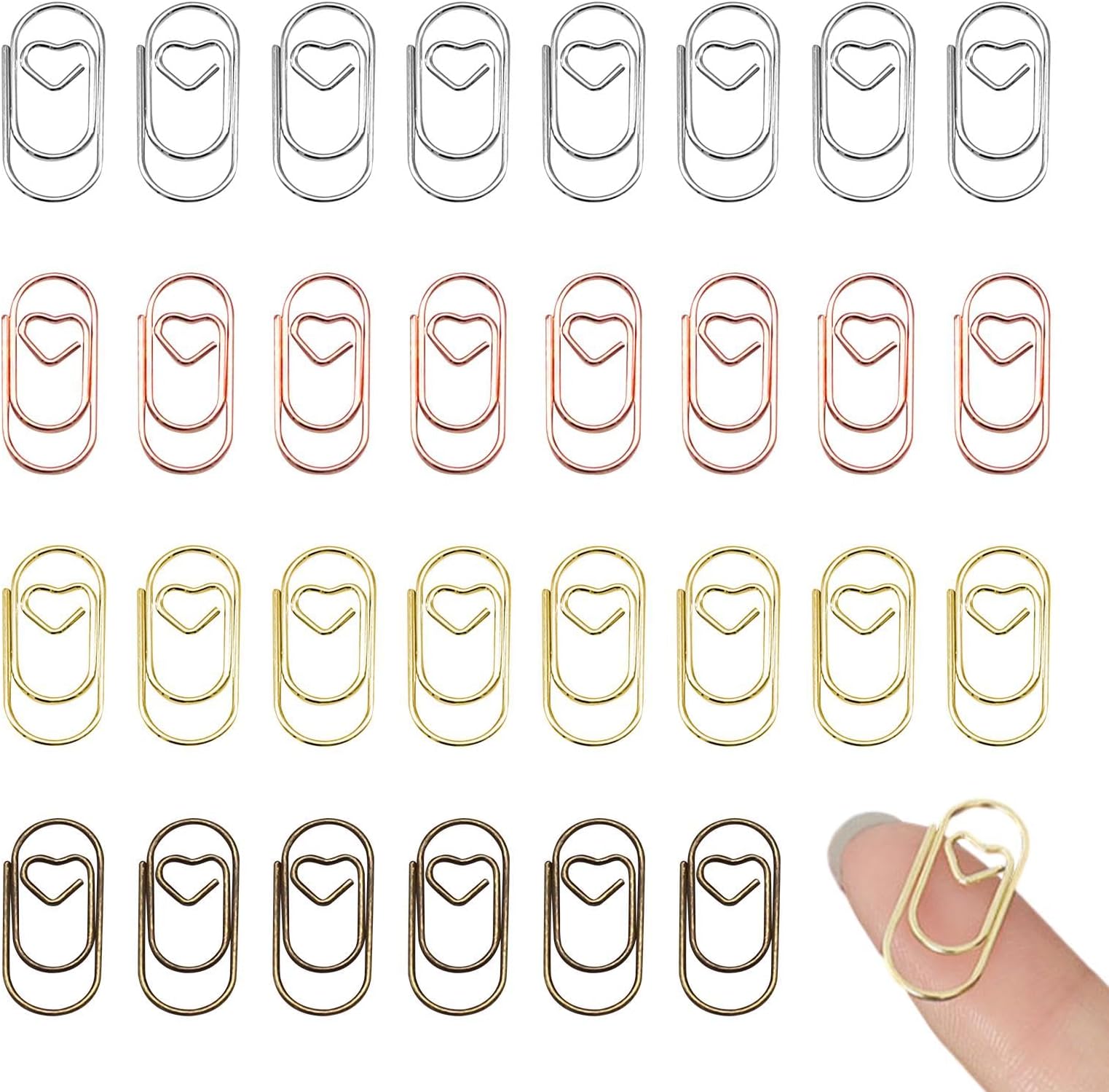 160 Pcs Paper Clips,Small Paper Clips,Heart Shaped Paperclips,Love ...