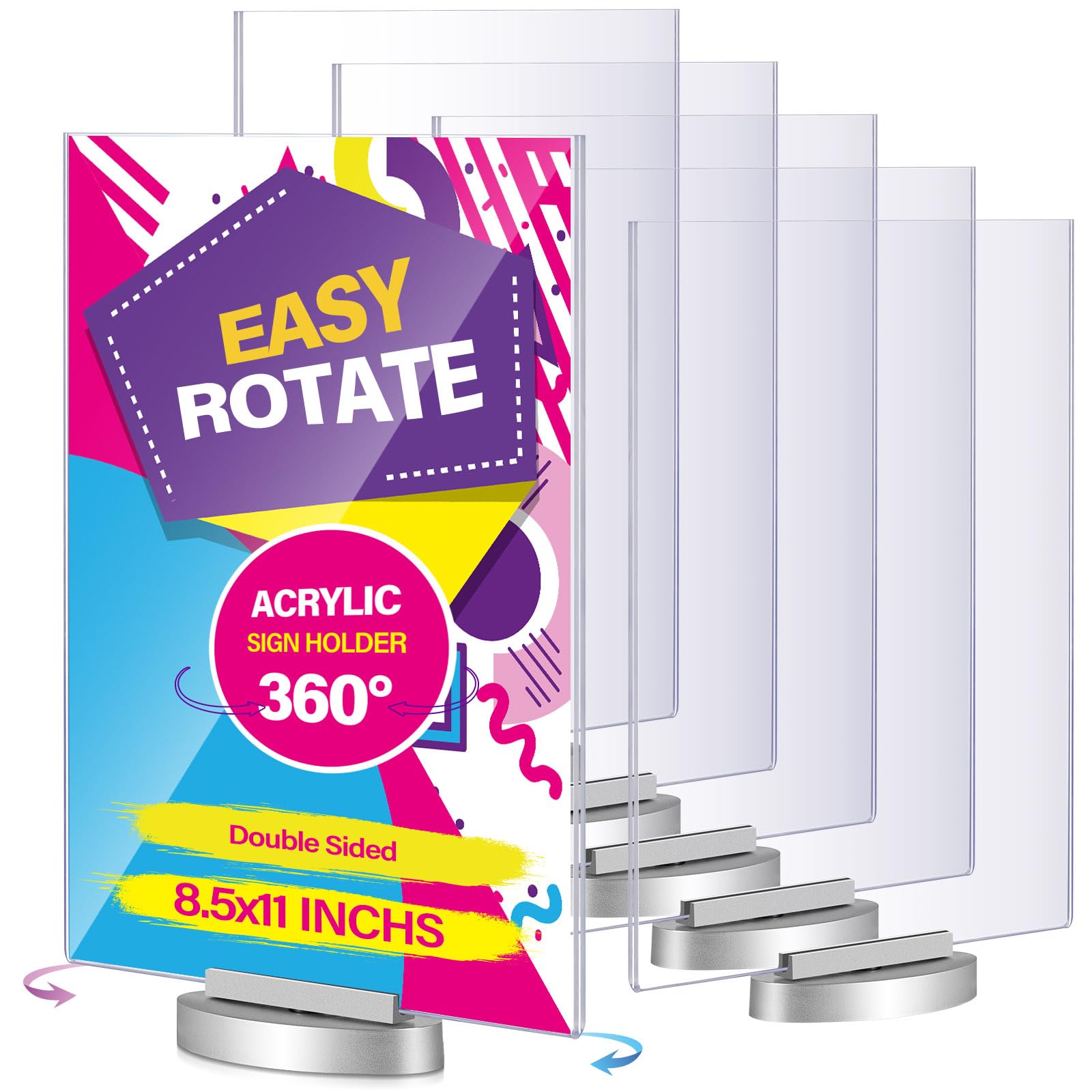 Amazon.com: RattanView 6 Pcs Acrylic Rotating Sign Holder Double Sided ...