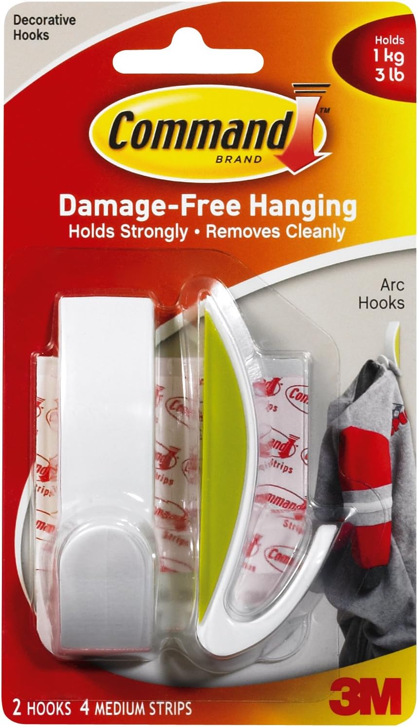Amazon.com: Command 17085G Arc Medium Designer Hook with 2 Hooks 4 ...