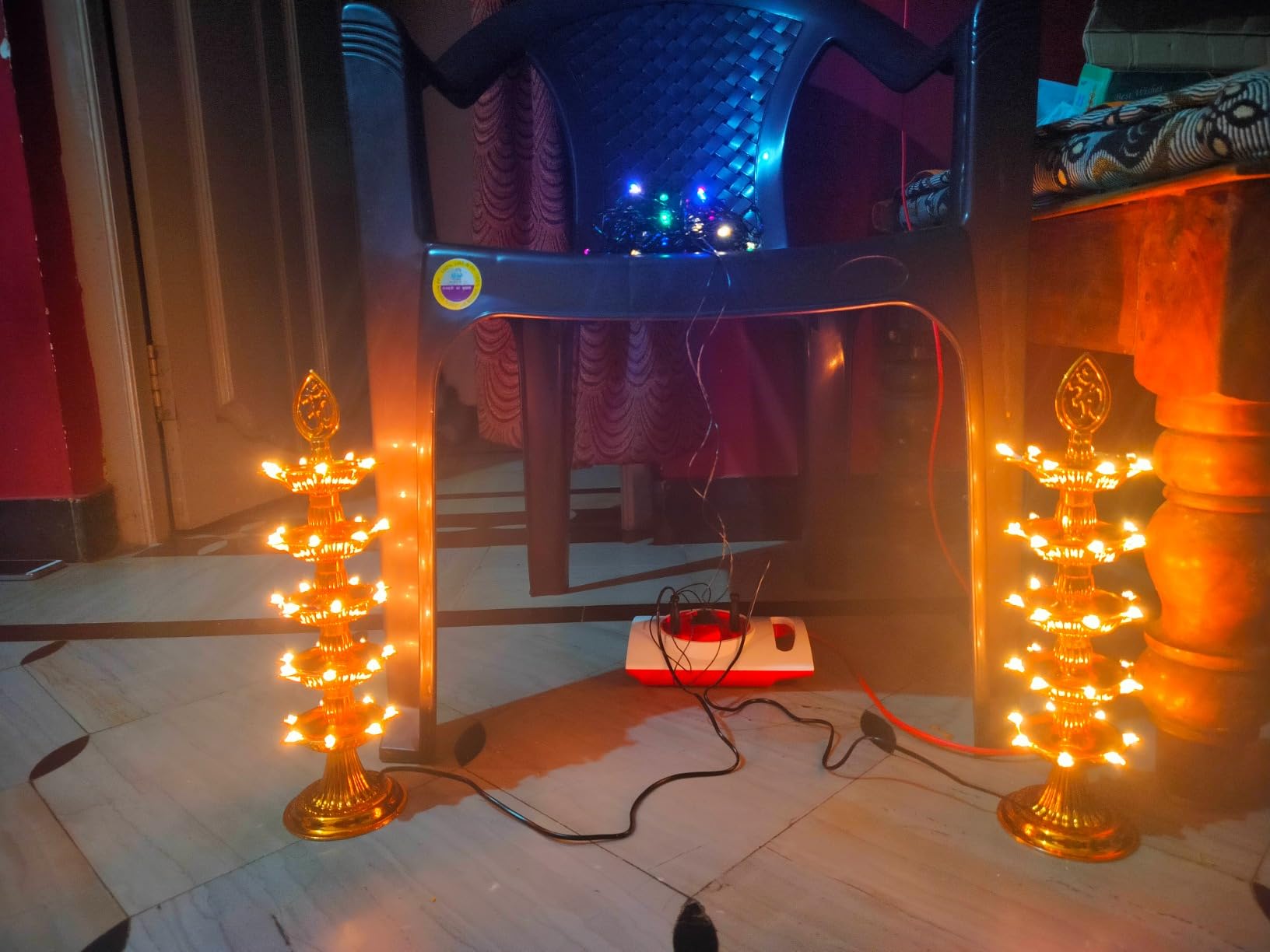 Buy Veena@Lighting 5 Layer Diya for Pooja - Deepak Light for Home ...