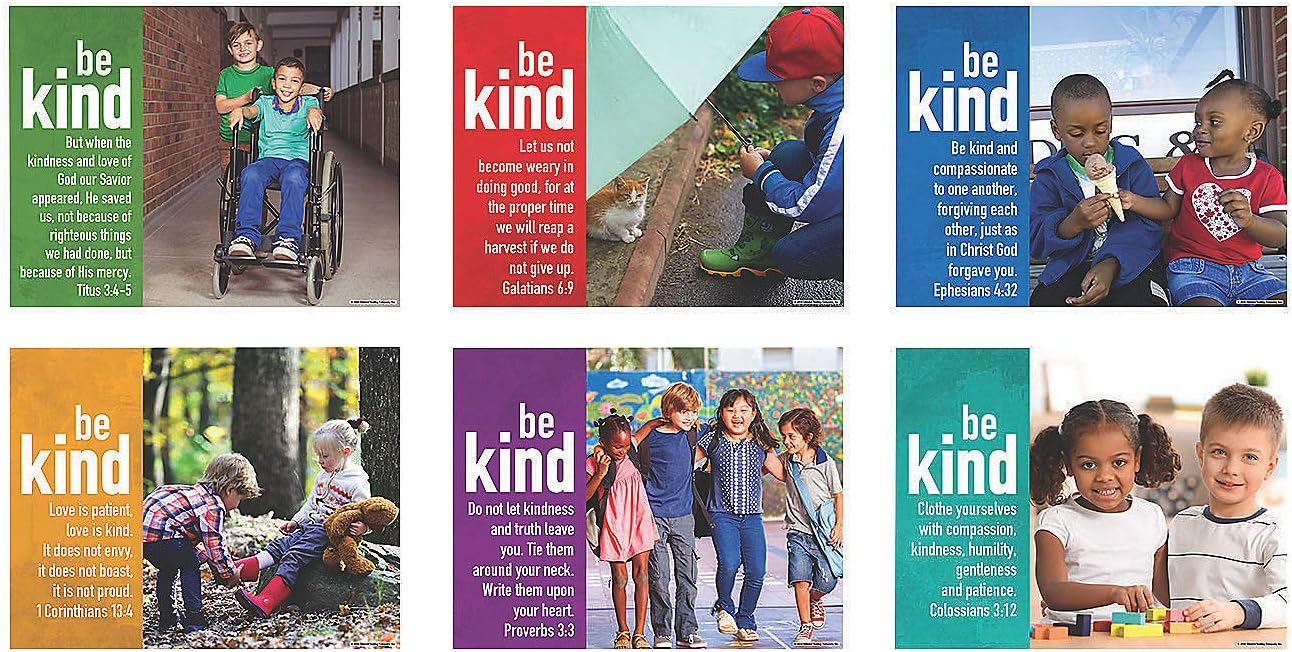 Amazon.com: Fun Express Religious Be Kind Poster Set - Inspirational ...