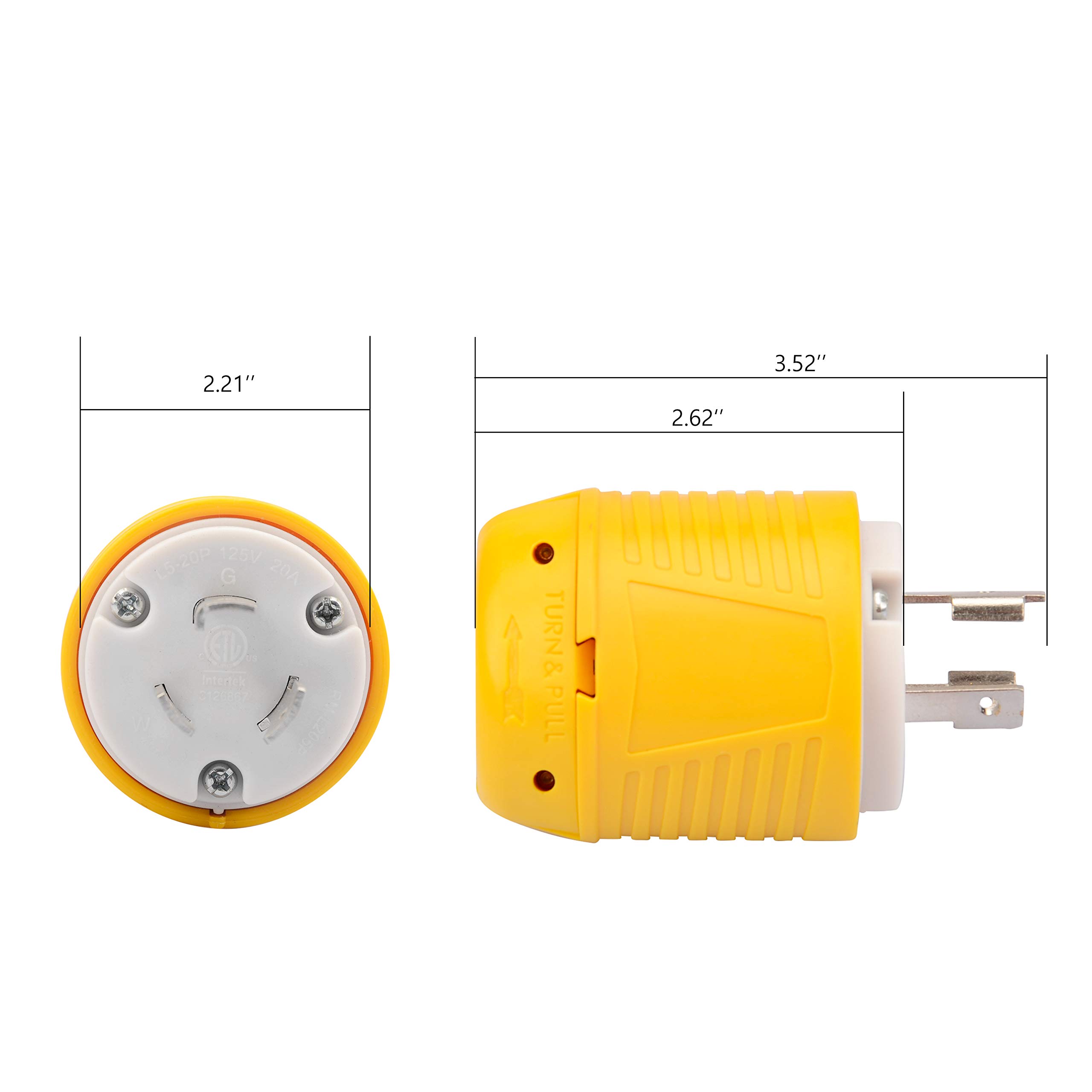 Snapklik.com : RVGUARD Industrial Grade 20 Amp 125V Locking Plug