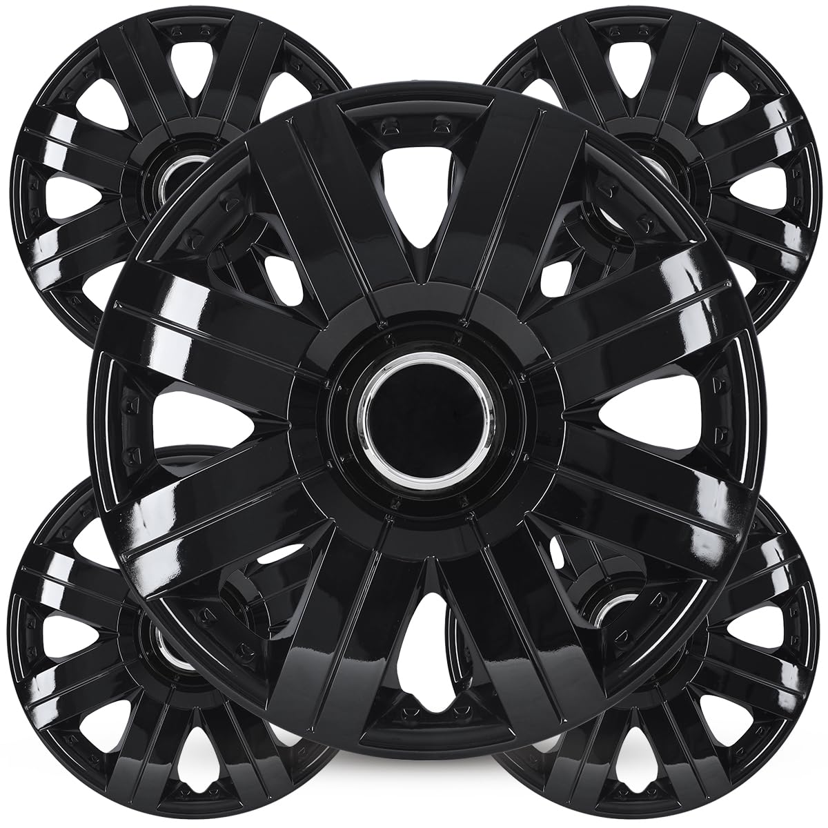 Amazon.com: Winjet 15 inch Black Lacquer Universal Hubcaps Snap On Auto ...