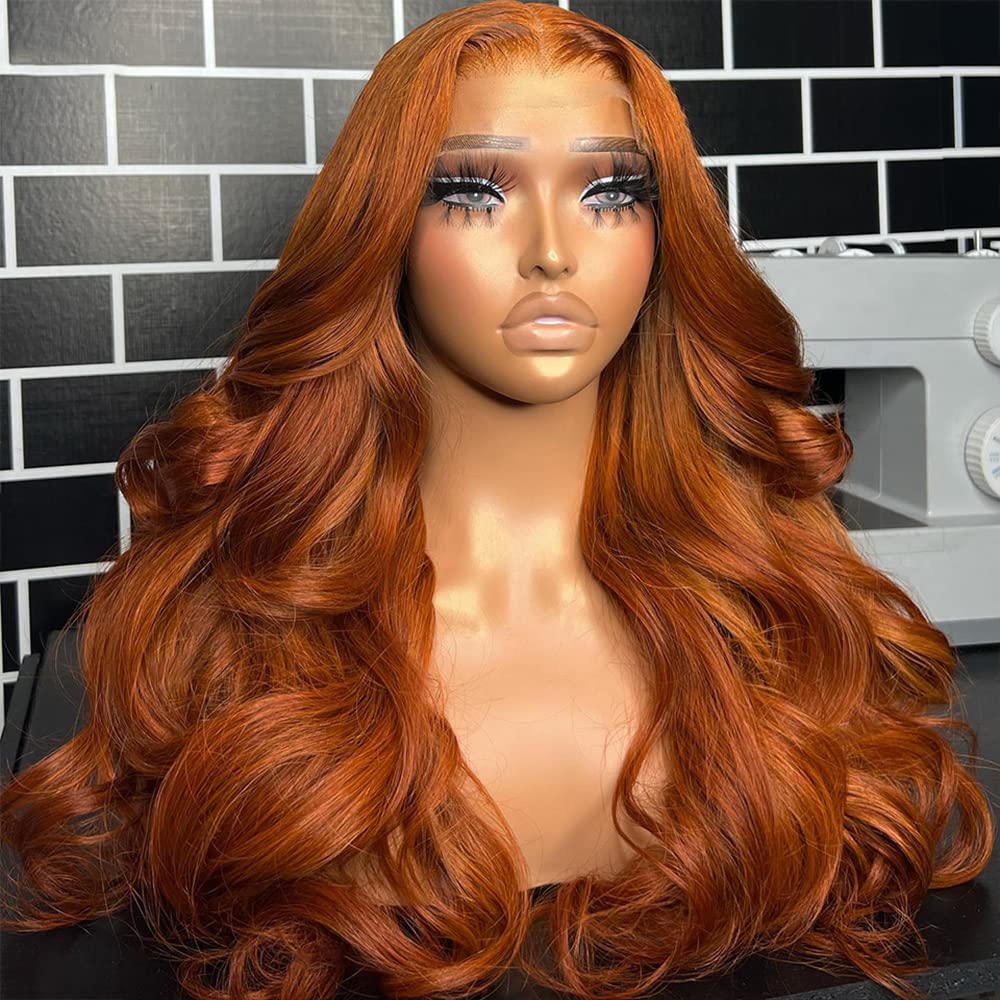 Amazon.com : GIANNAY Orange Lace Front Wigs Dark Orange Body Wave ...