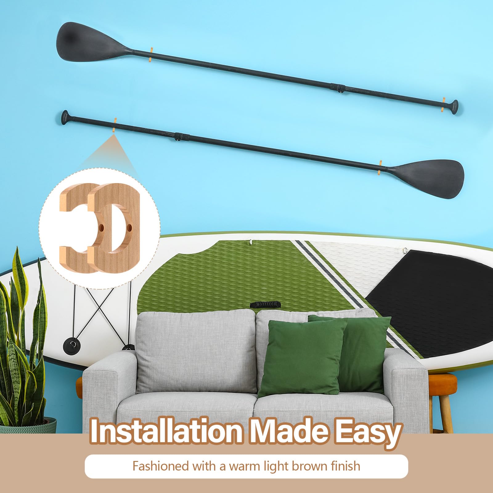 Snapklik.com : 8 Pcs Wooden Paddle Holder Paddle Hangers Paddle Racks ...