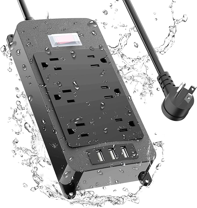 Amazon.com: Outdoor Power Strip Weatherproof with 3 USB Ports, Outdoor ...