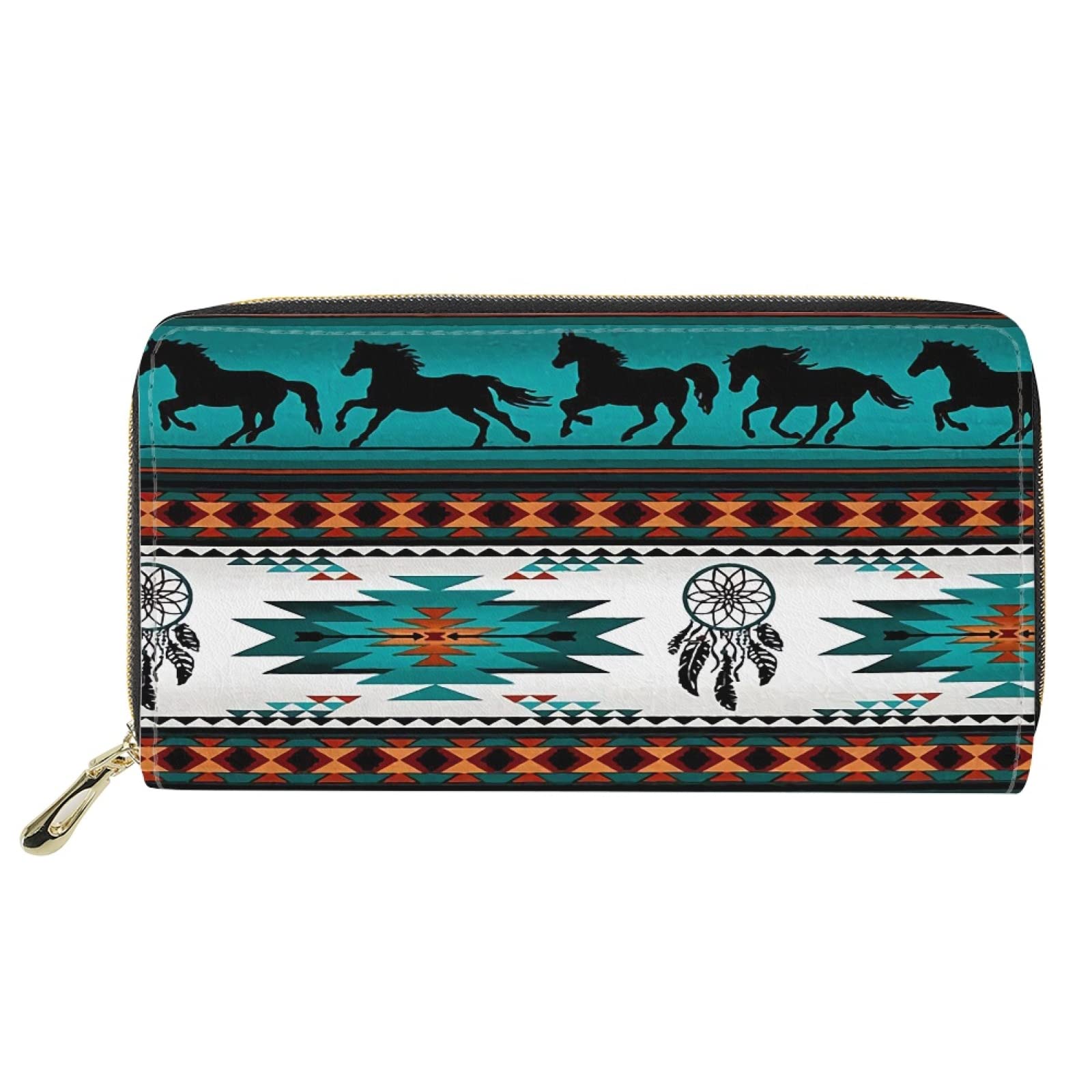 Amazon.com: Wanyint Southwest Women Wallet Horse Zipper Around PU ...
