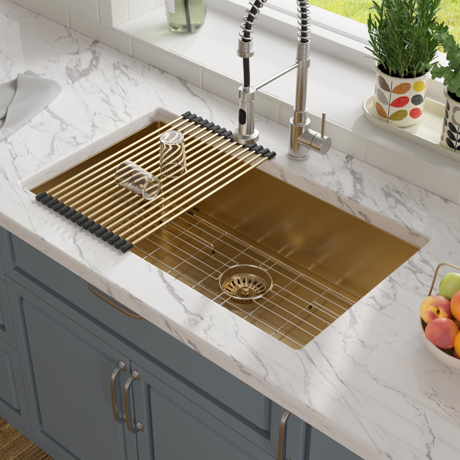 Snapklik.com : 33 Undermount Kitchen Sink 33x19 Matte Gold Undermount ...