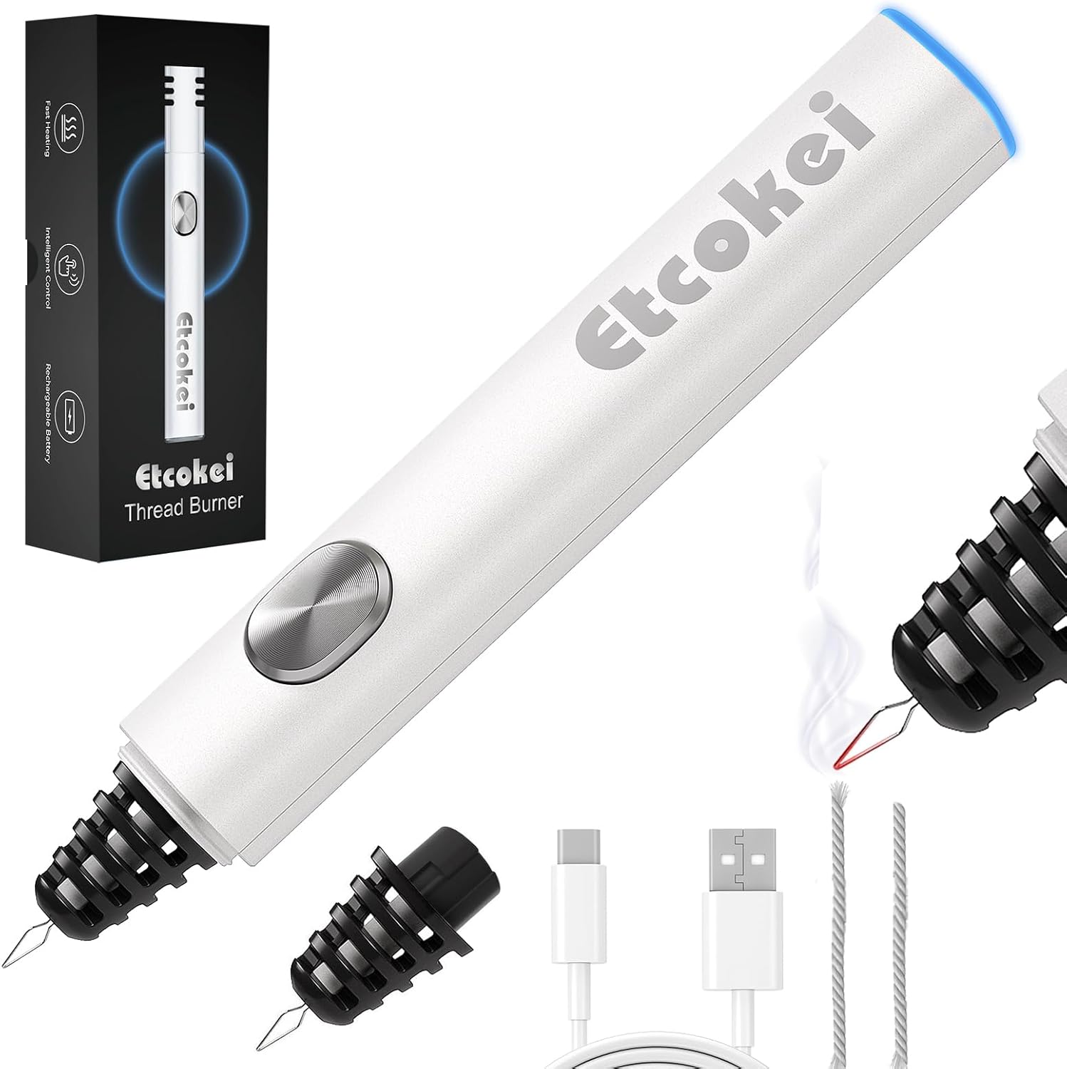 Amazon.com: Etcokei Thread Burner with A Replacement Tip, Rechargeable ...