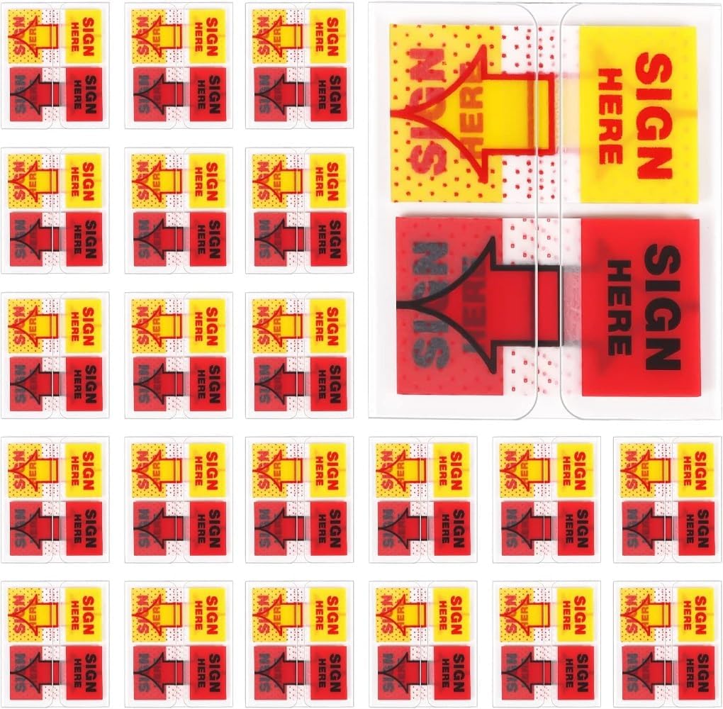 CAA Trading 50 x Sign Here Stickers with Arrow Labels Tabs Flags Office ...