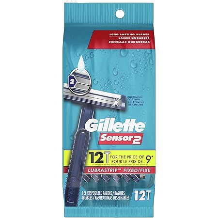 Amazon.com: Gillette Sensor2 Fixed Men's Disposable Razor, 12 Count ...