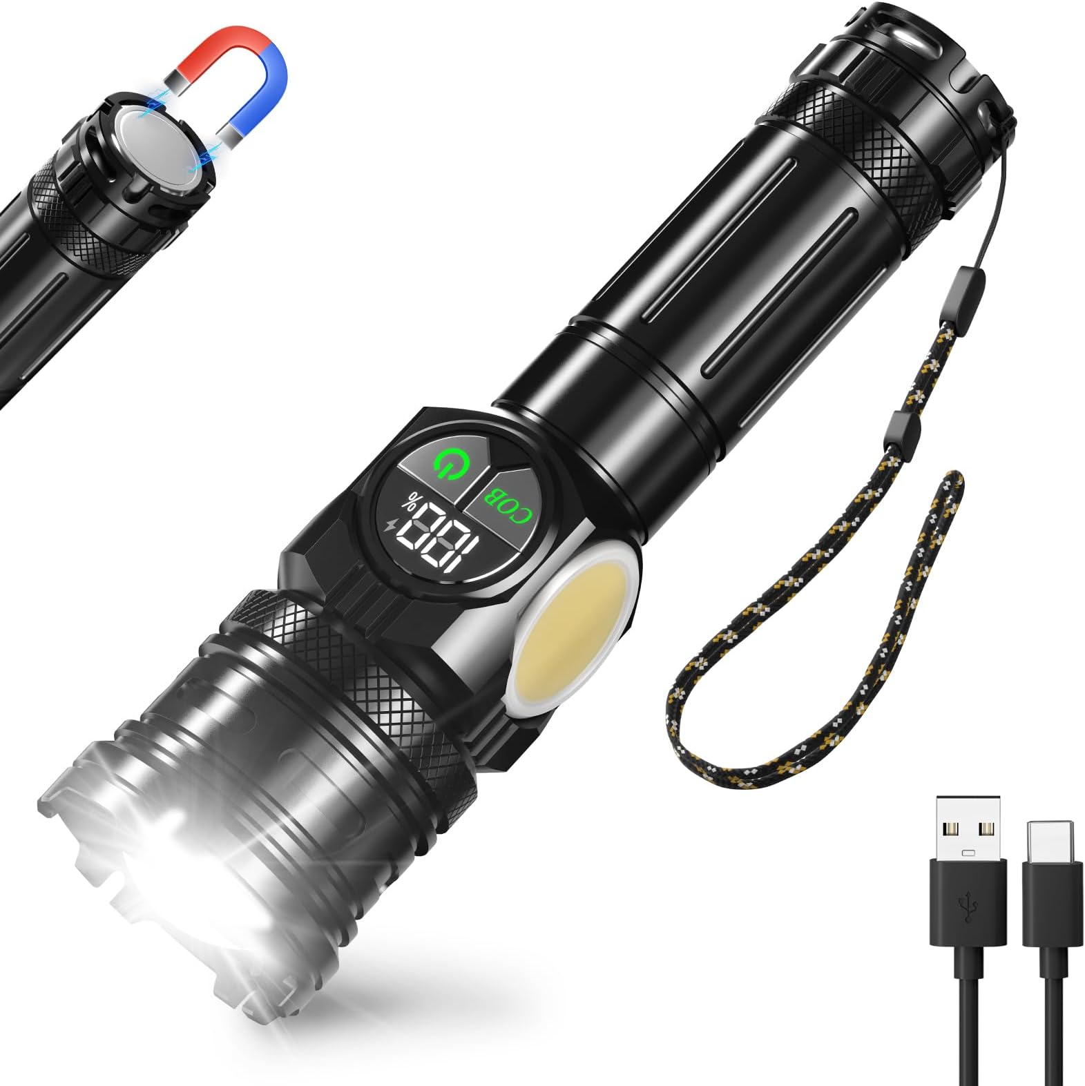 Torch LED Super Bright 5000L Rechargeable 10H Long Battery Life ...