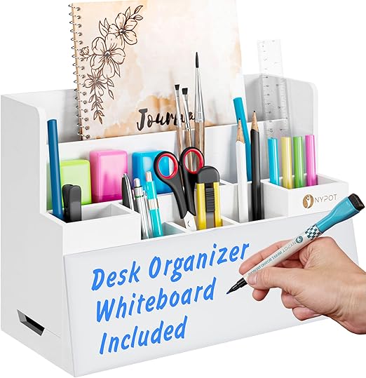 Amazon.com: NYPOT White Desk Organizer - Large Wood Desktop Organizer ...