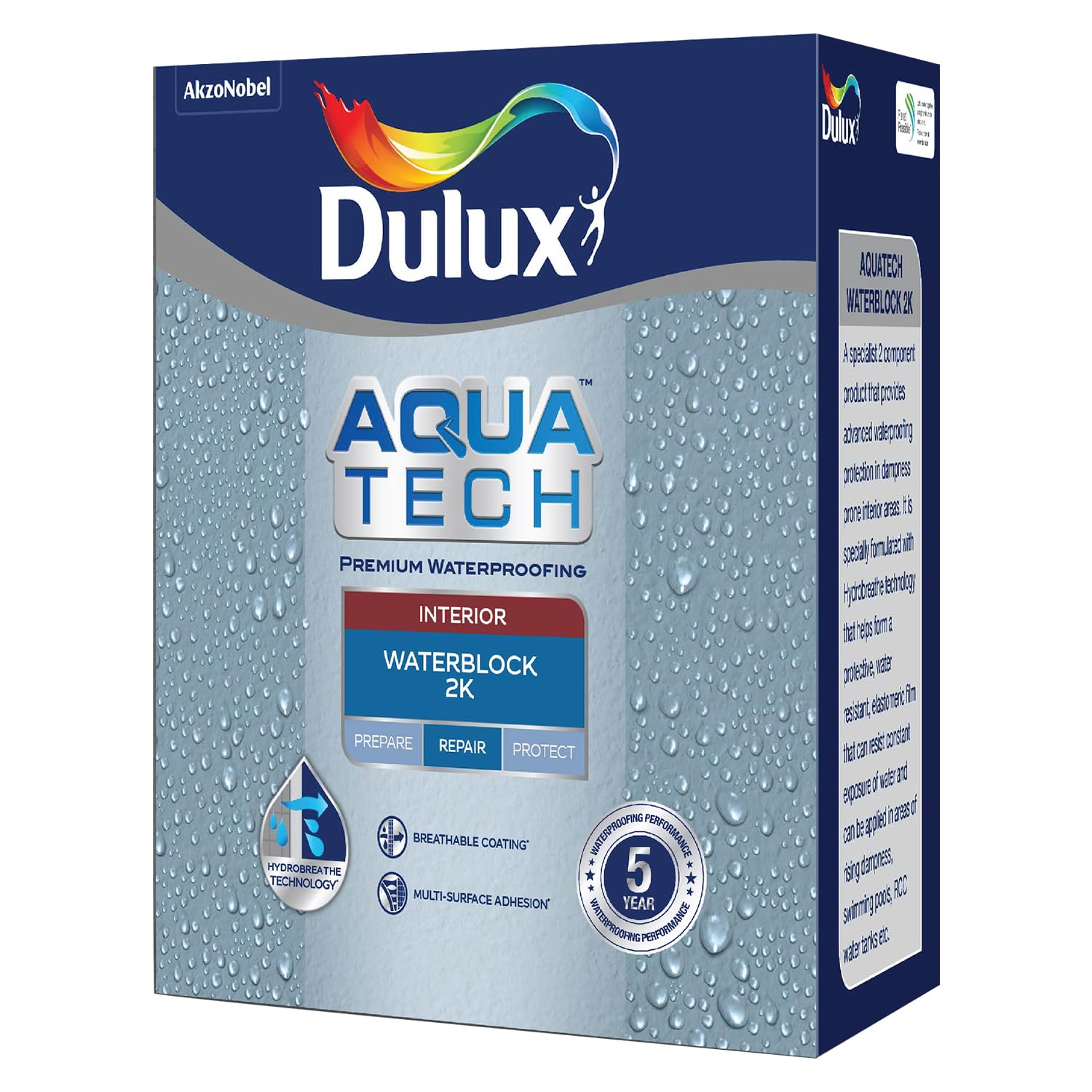 Dulux Aquatech Waterblock 2K, Acrylic Cementitious Coating For Waterproofing Of Walls, Terrace ...
