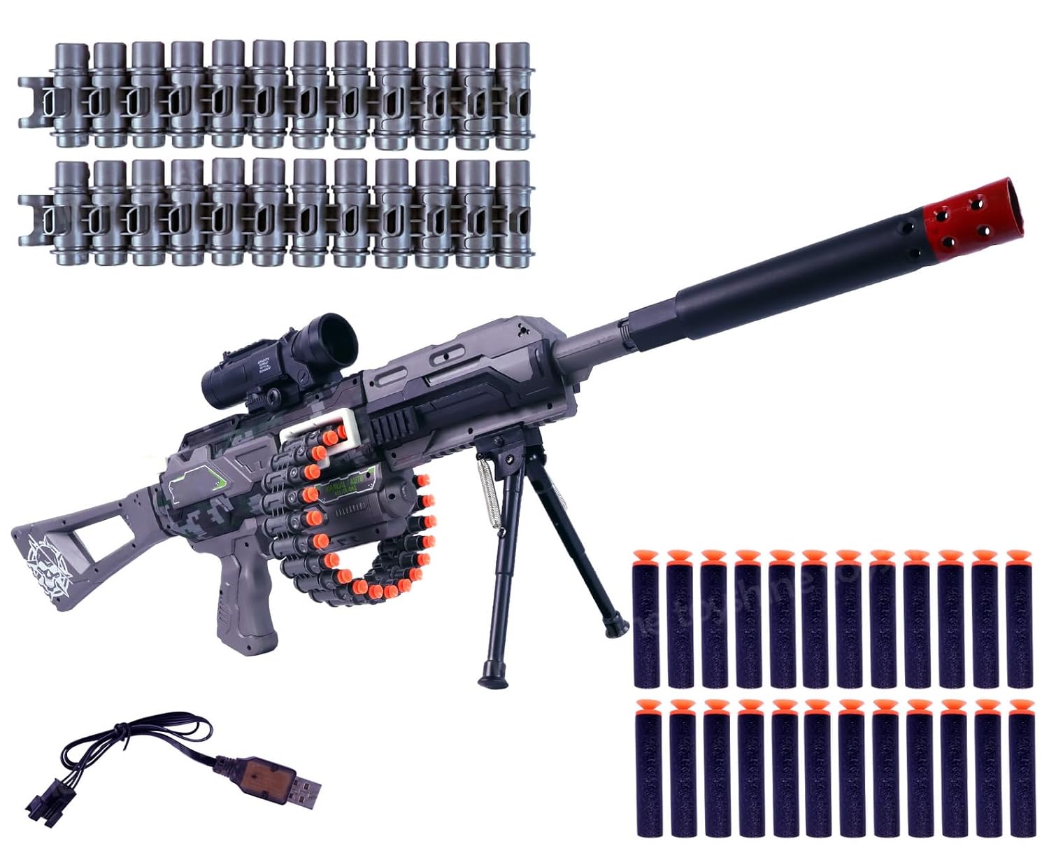 Toyshine Dual Mode 110cm Soft Foam Bullet Blaster Rechargeable ...