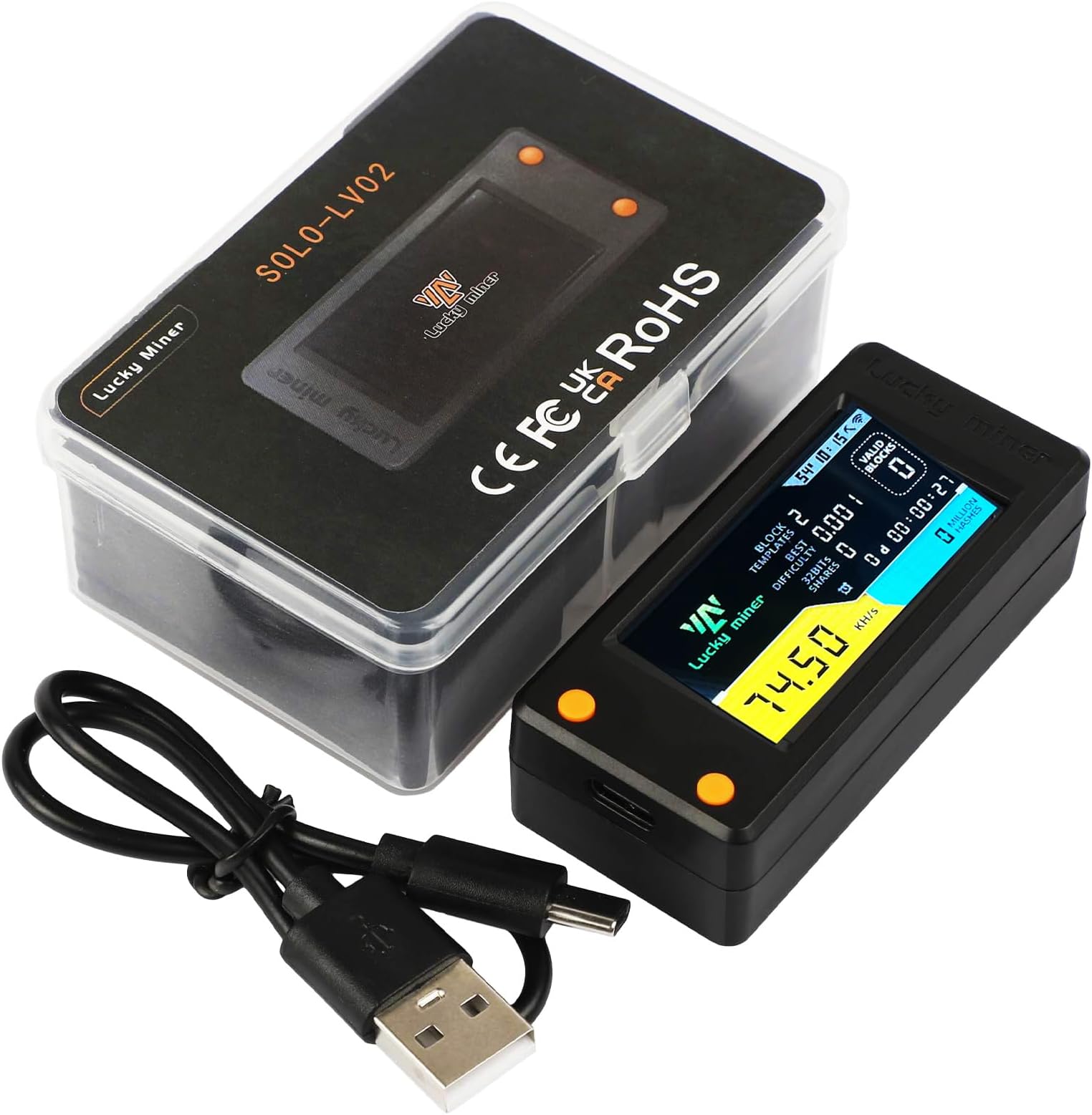 Amazon.com: Bitcoins Miner 78KH/S Lucky Miner LV02 Solo Miner with 1.9 ...