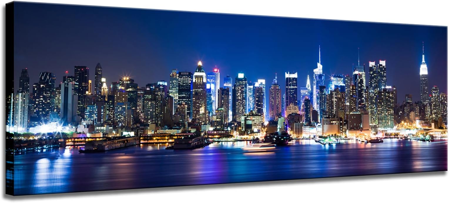 Amazon.com: Northlight LED Lighted New York City Skyline Canvas Wall ...