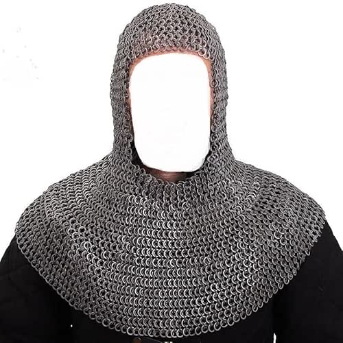 Amazon.com: Handmade chainmail coif Mild steel chainmail hood Flat ...